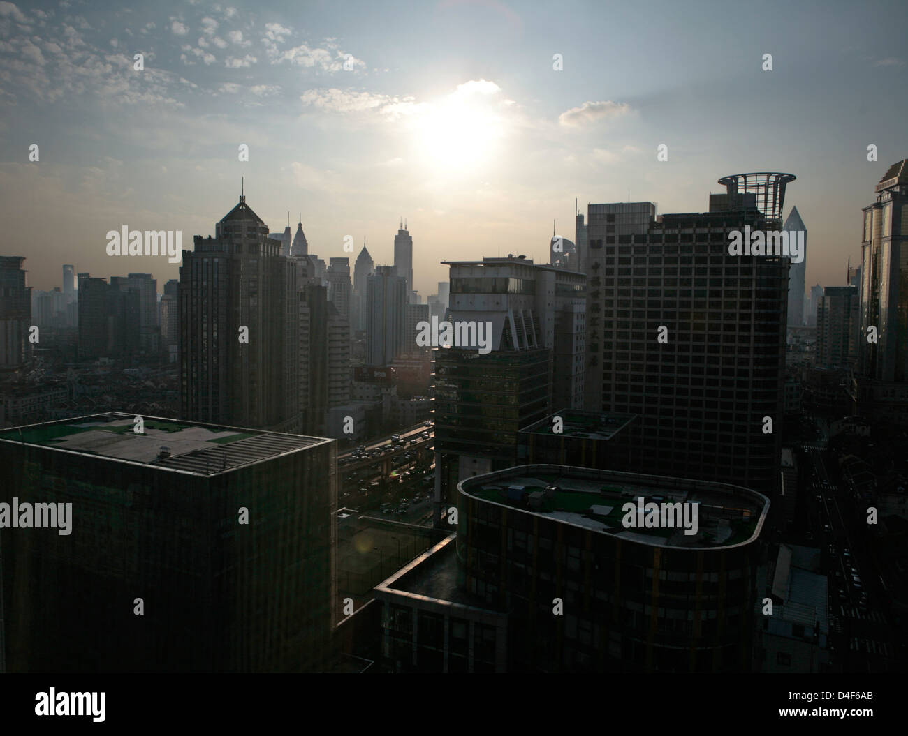 Shanghai city scape near sun down Stock Photo - Alamy
