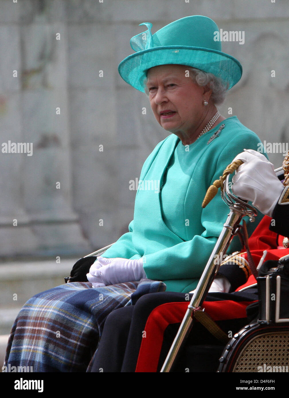 Queen Elizabeth II is pictured at the 2008 Trooping the Colour parade ...