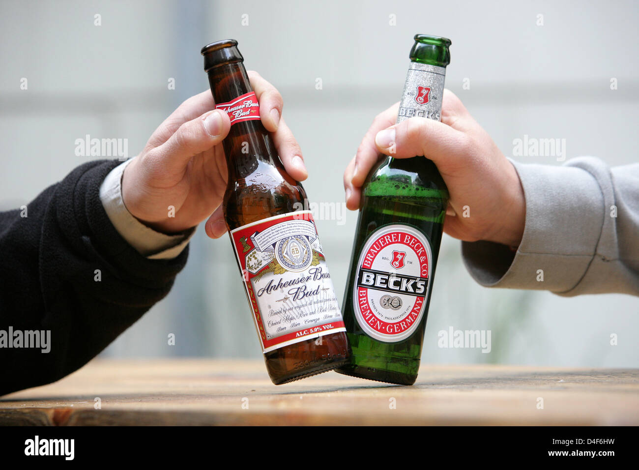 A bottle of US beer 'Bud' of the Anheuser-Busch brewery is pictured ...