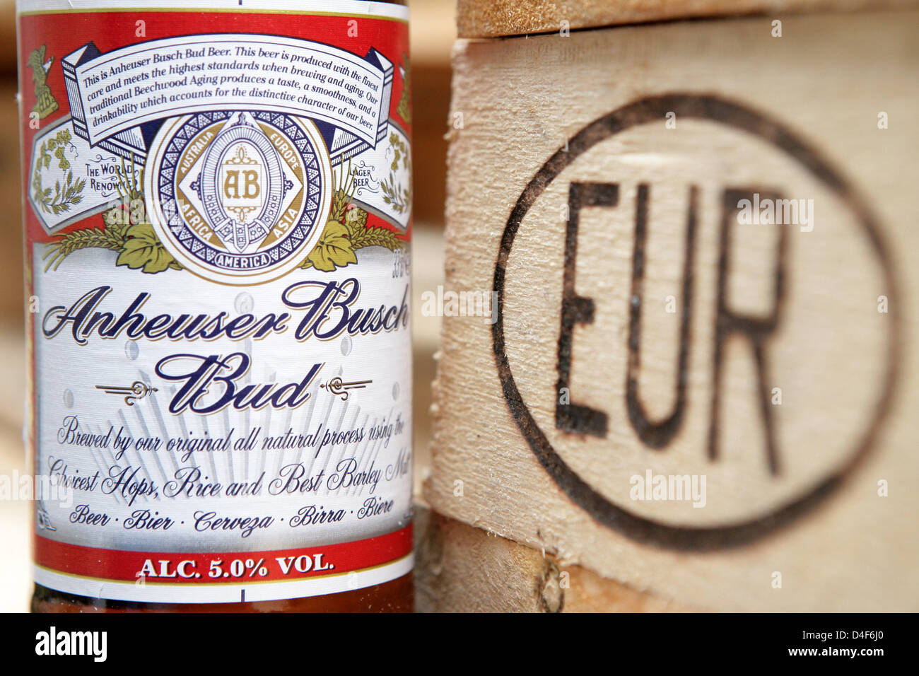 A bottle of US beer 'Bud' of the Anheuser-Busch brewery is pictured in ...