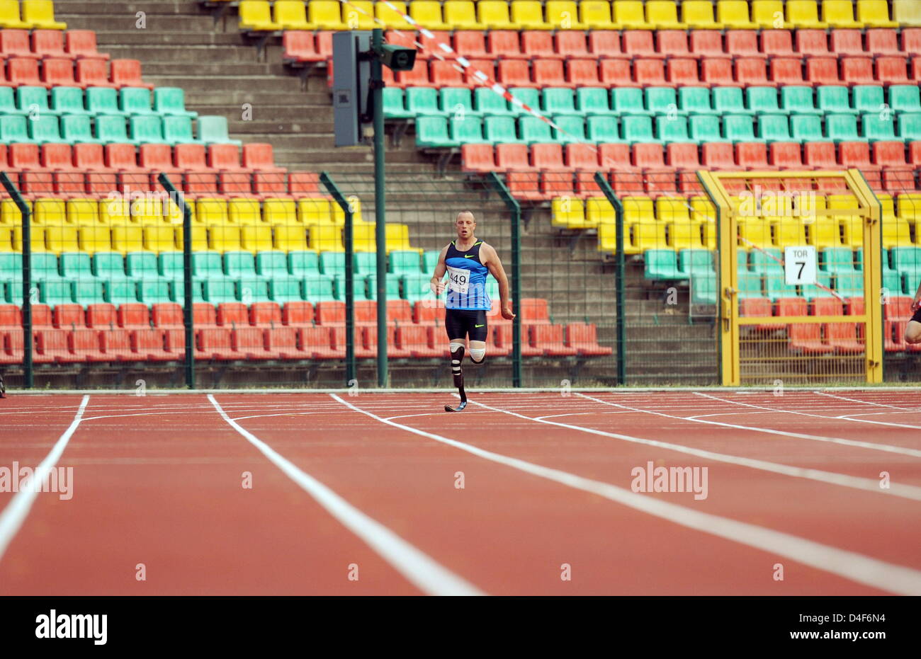 South African sprinter Oscar Pistorius is pictured at the 400-metres ...