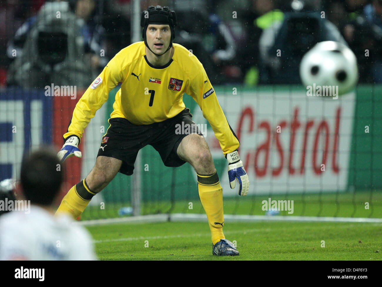 Goalkeeper Petr Cech of Czech Republic watches a ball during the UEFA ...
