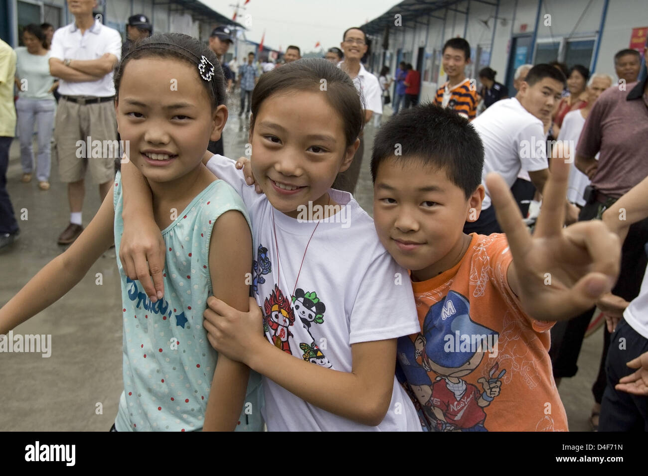 Smiling children are pictured during the visit of German Foreign ...