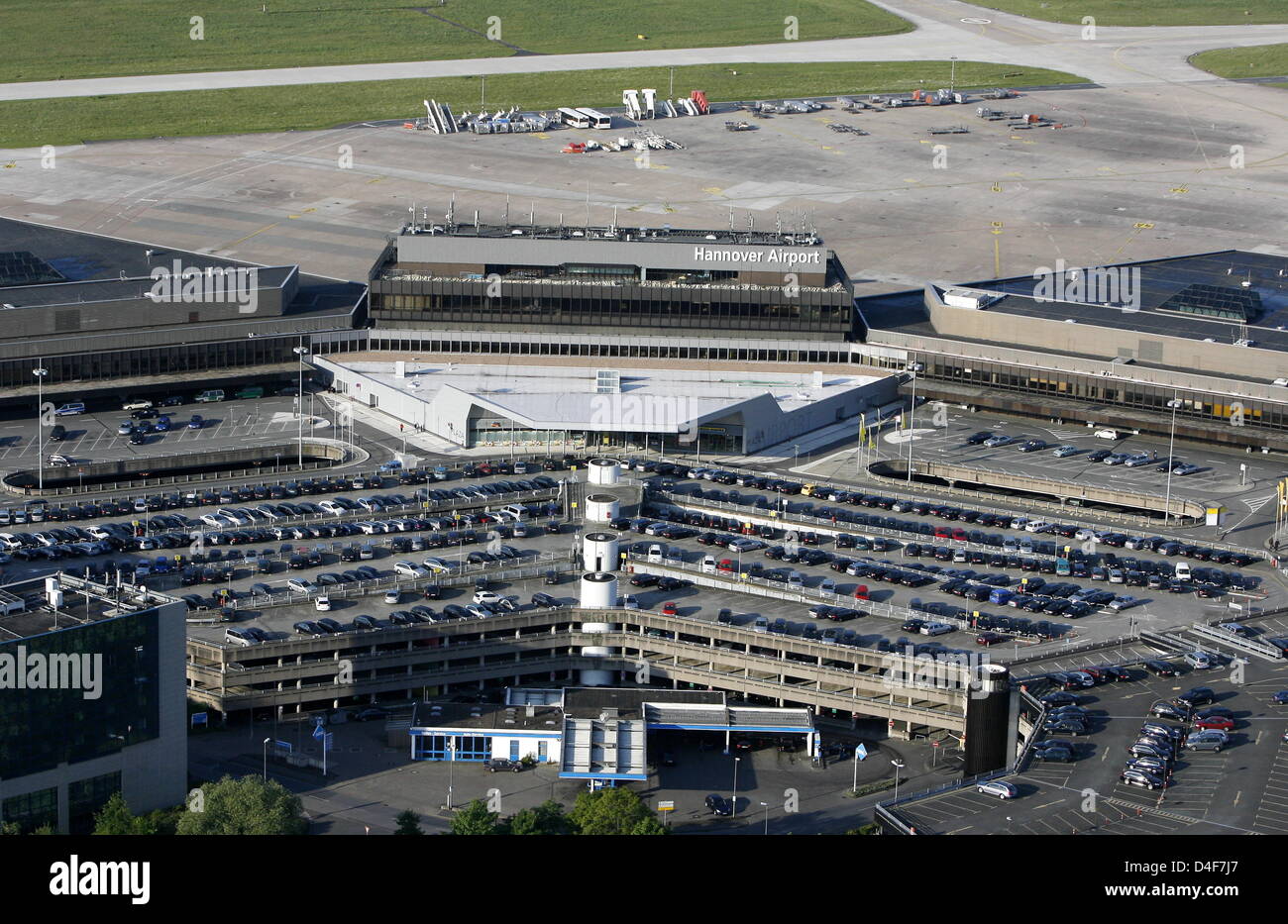 Aerial view on the airport Hanover/Langenhagen, Germany, 21 May 2008 ...
