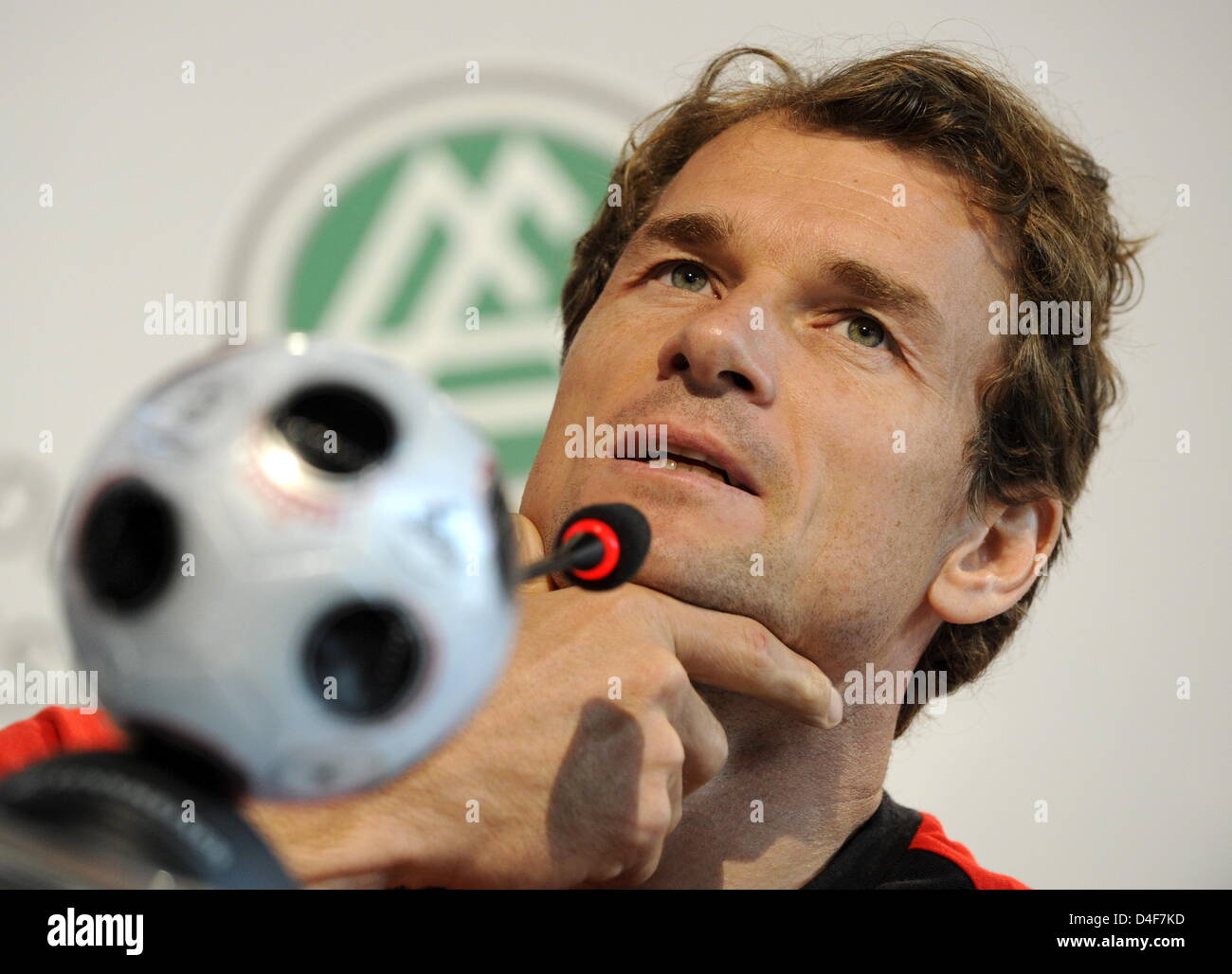 German goalkeeper Jens Lehmann addresses the media at press conference ...