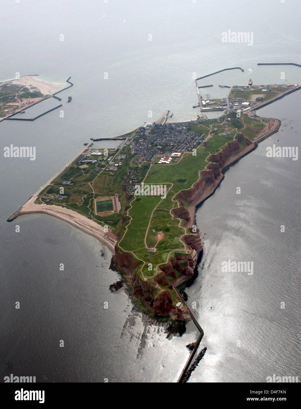 An aerial view of the cliffs of Helgoland's main island and a formation ...