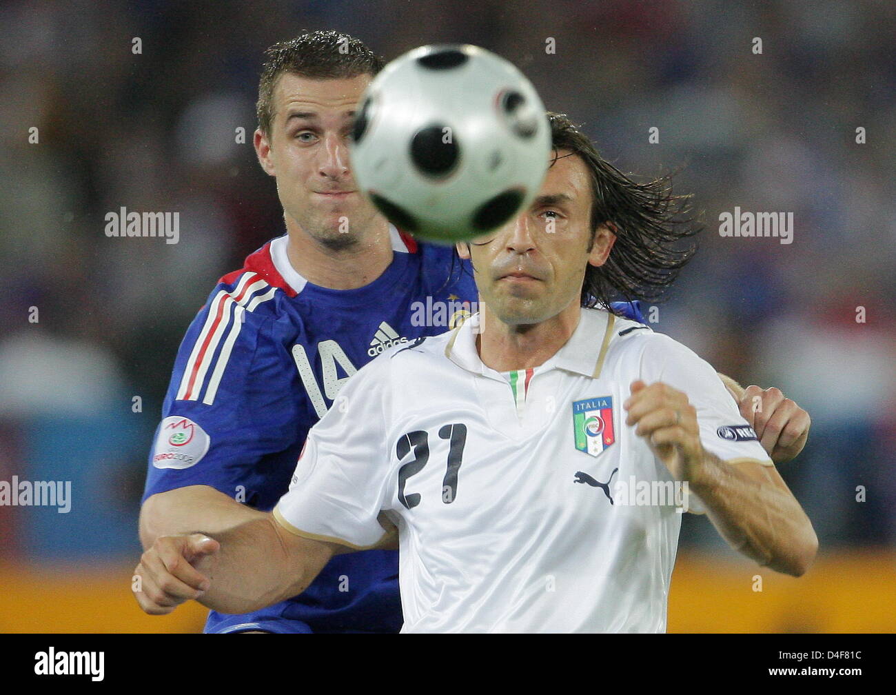 Francois Clerc of France vies with Andrea Pirlo (R) of Italy during the ...