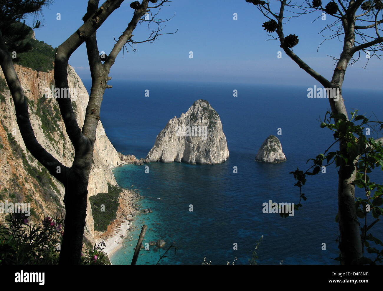 The picture shows the Mizithres rocks on the steep western coast of the ...