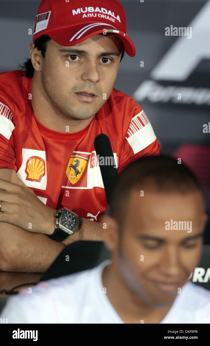 Brazilian Formula One driver Felipe Massa of Ferrari and British ...