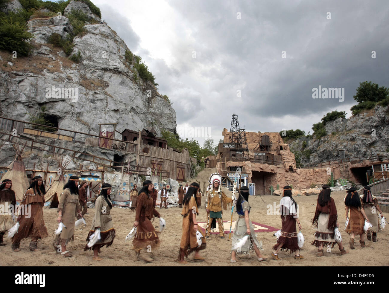 Extras rehearse a scene of 'Winnetou and Old Firehand' at the Karl May ...