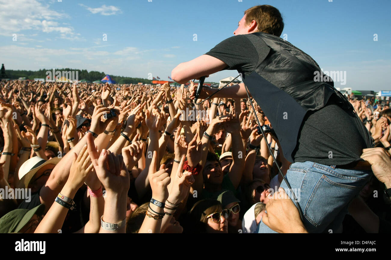Lead singer of the British band 'Kaiser Chiefs' Ricky Wilson performs ...