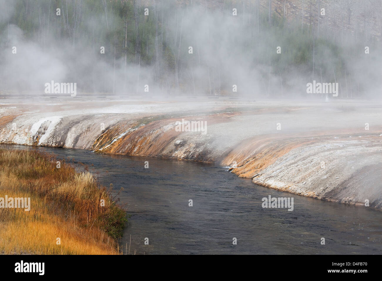 Mist over sand basin and river Stock Photo - Alamy