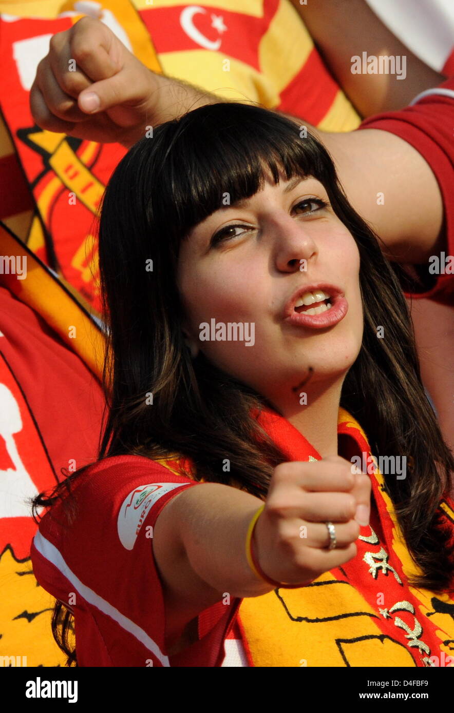 Supporter of Turkey cheers for her team prior the UEFA EURO 2008 ...