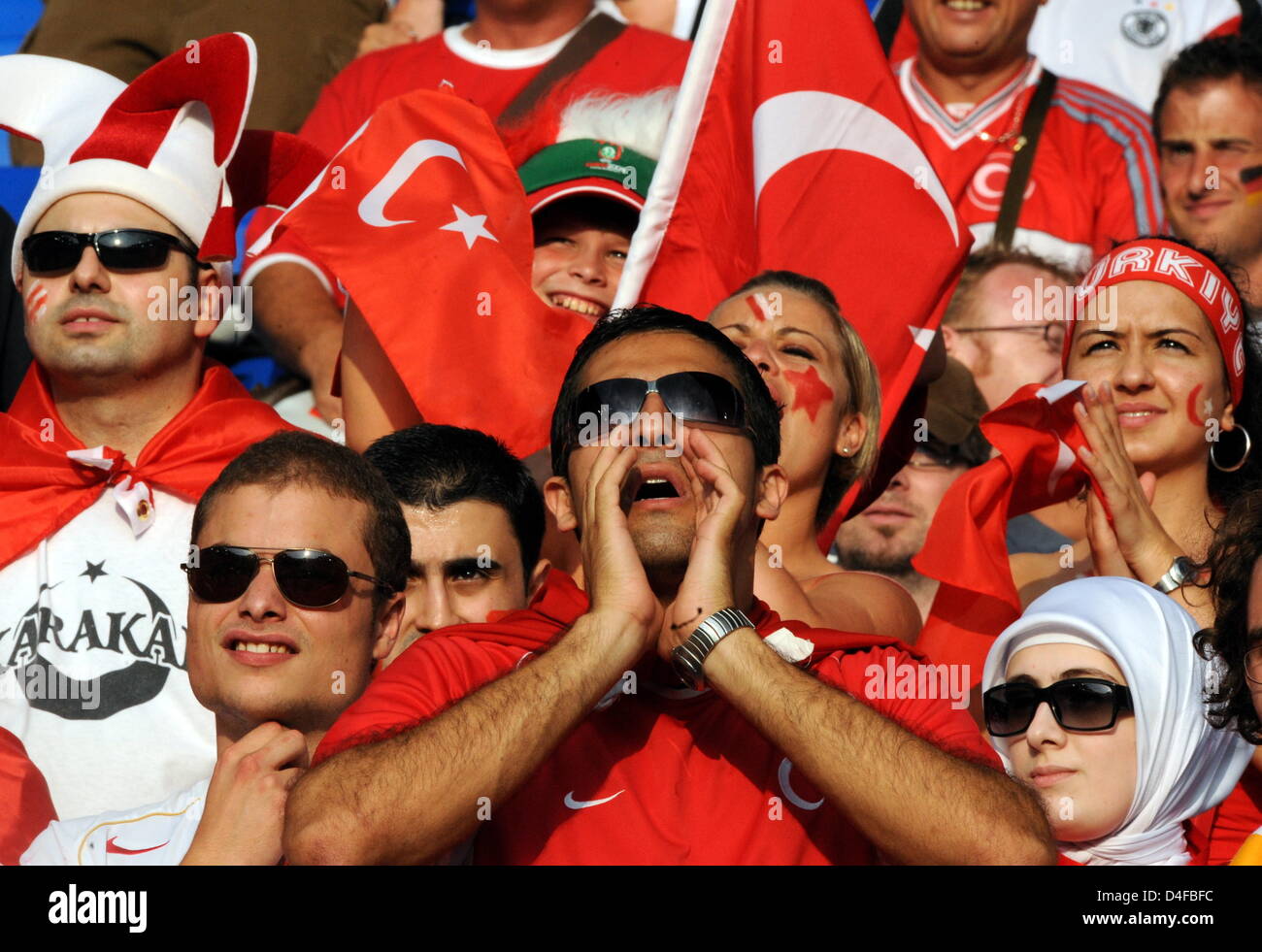 Supporters of Turkey cheer for their team prior the UEFA EURO 2008 ...