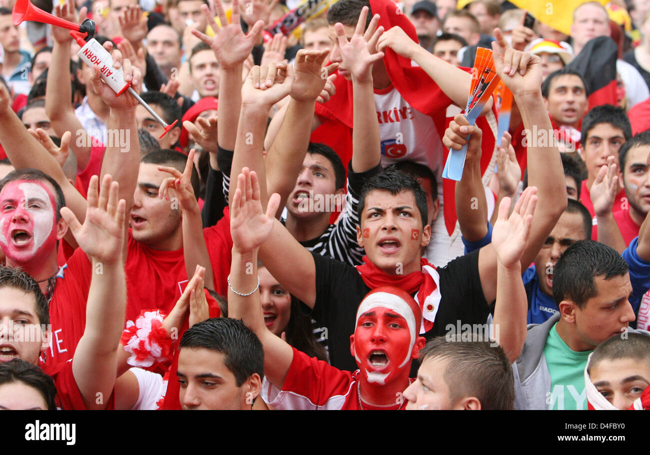 Turkish and German soccer fans get ready for the UEFA EURO 2008 semi ...