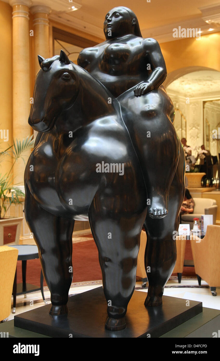 The bronze sculpture 'Woman on a Horse' by colombian painter and ...