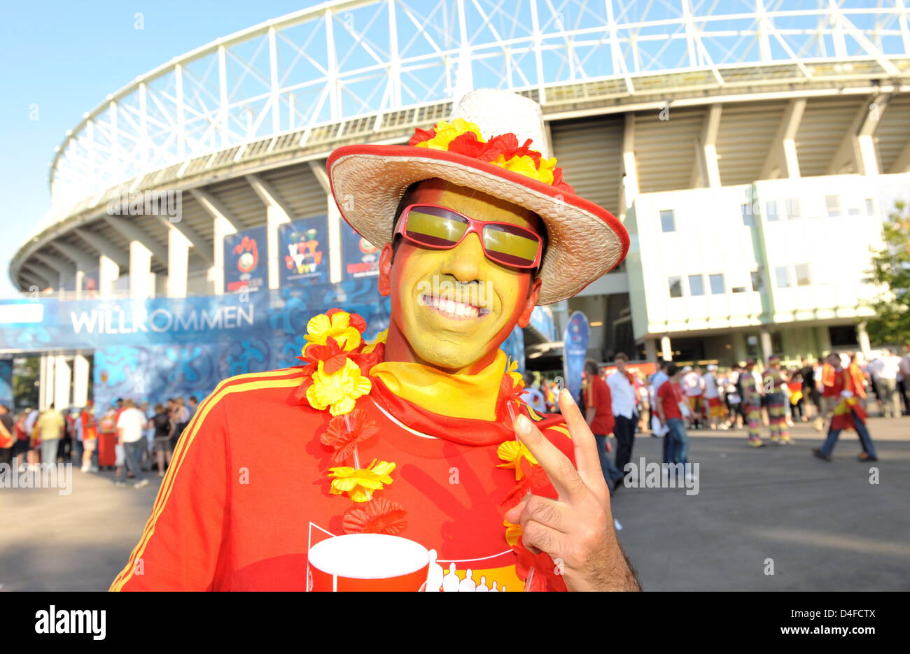 A supporter of Spain cheers in Vienna prior to the UEFA EURO 2008 final ...