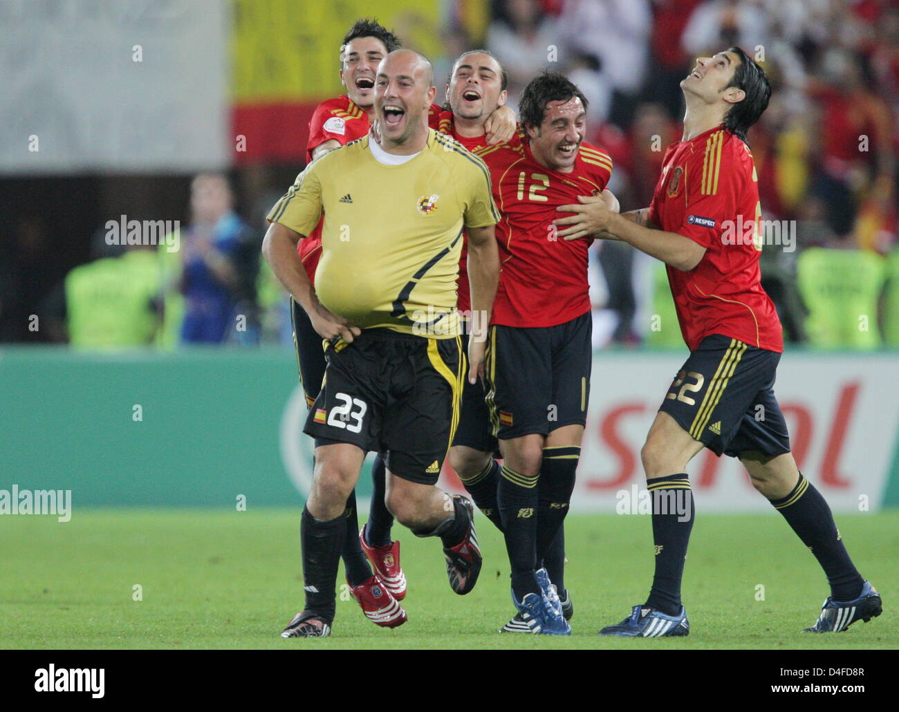 Players of Spain jubilate after the UEFA EURO 2008 final match between ...