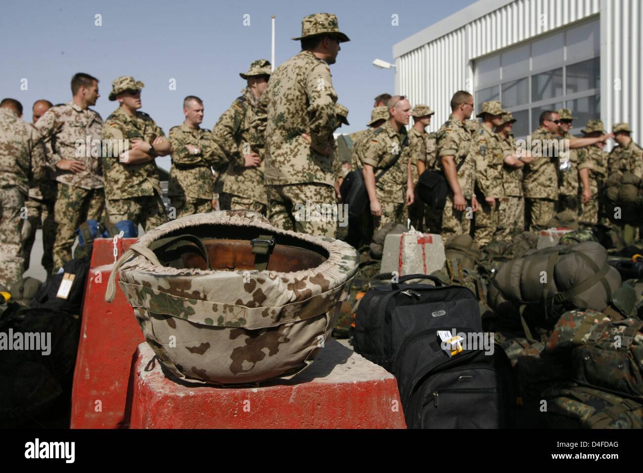 German Bundeswehr soldiers arrive at the army camp 'Marmal' near Masar ...