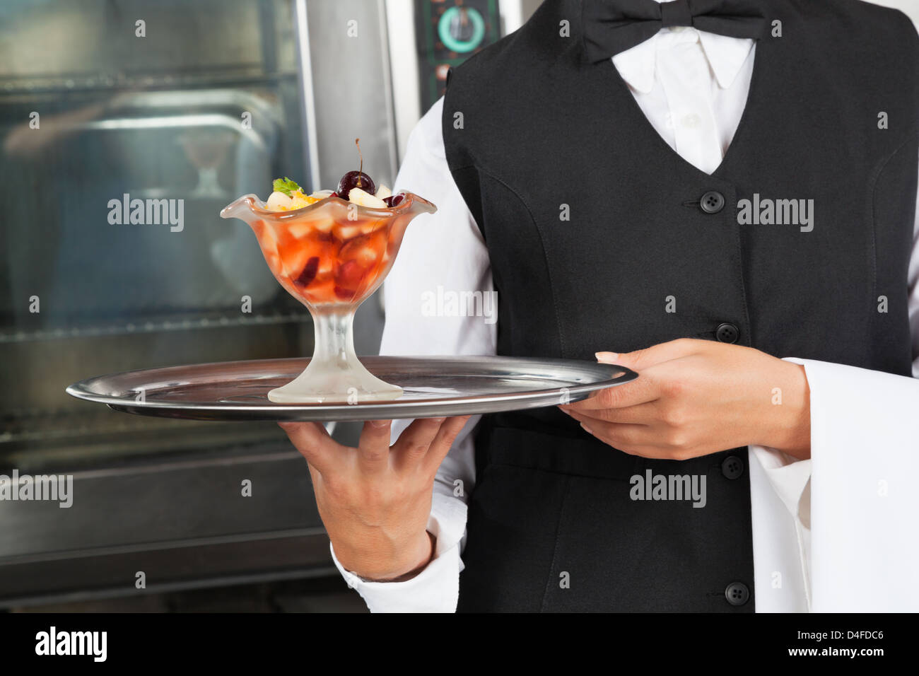 Waitress With Dessert Tray Stock Photo - Alamy