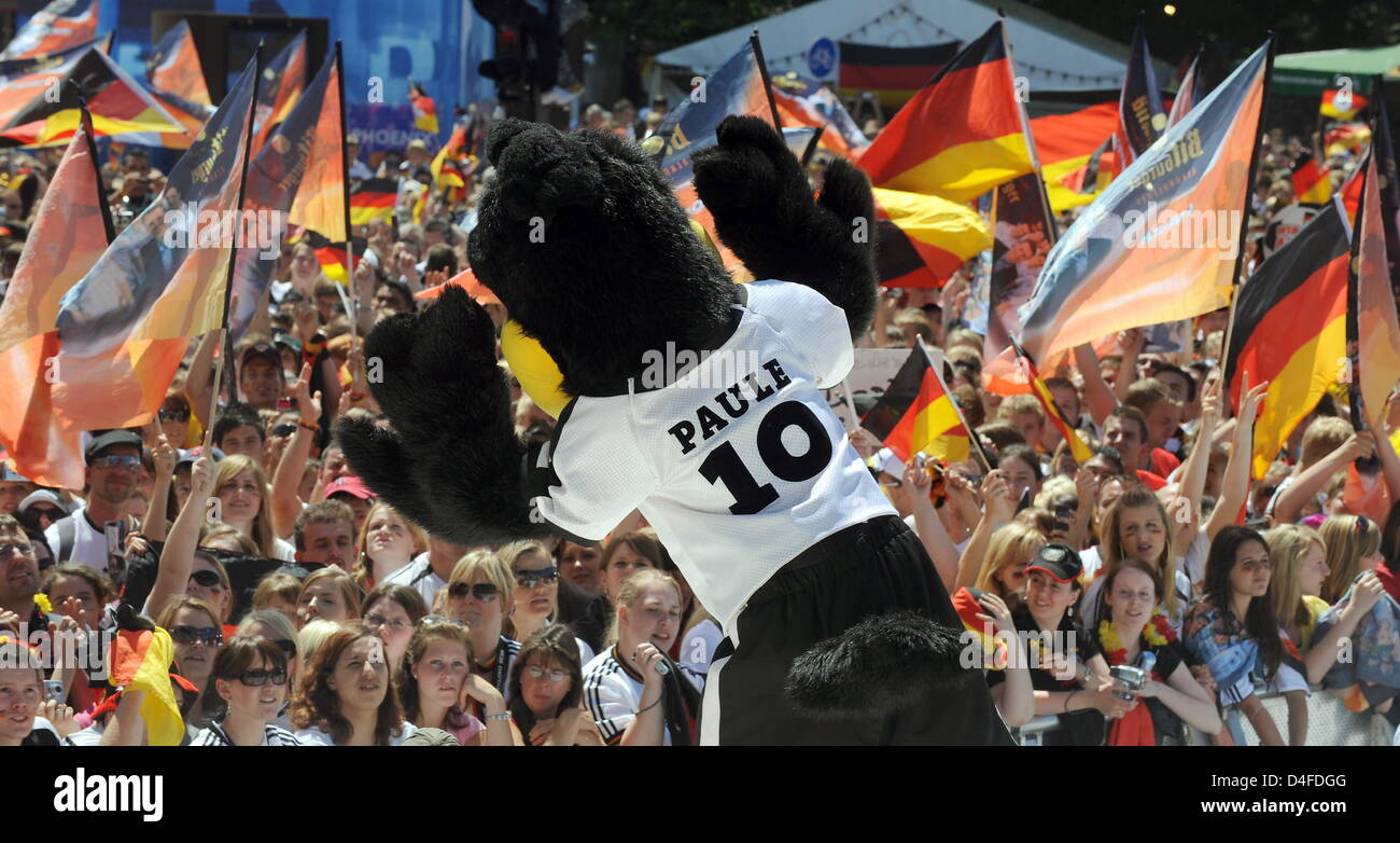 'Paule', the mascot of Germany's national soccer team celebrates on ...