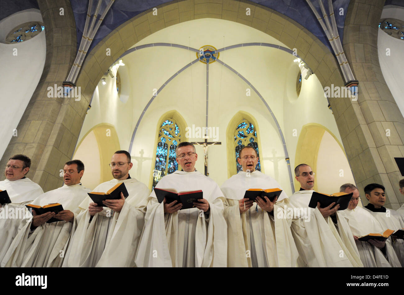 Austrian Cistercian monks of 'Heiligenkreuz' monastery in the ...