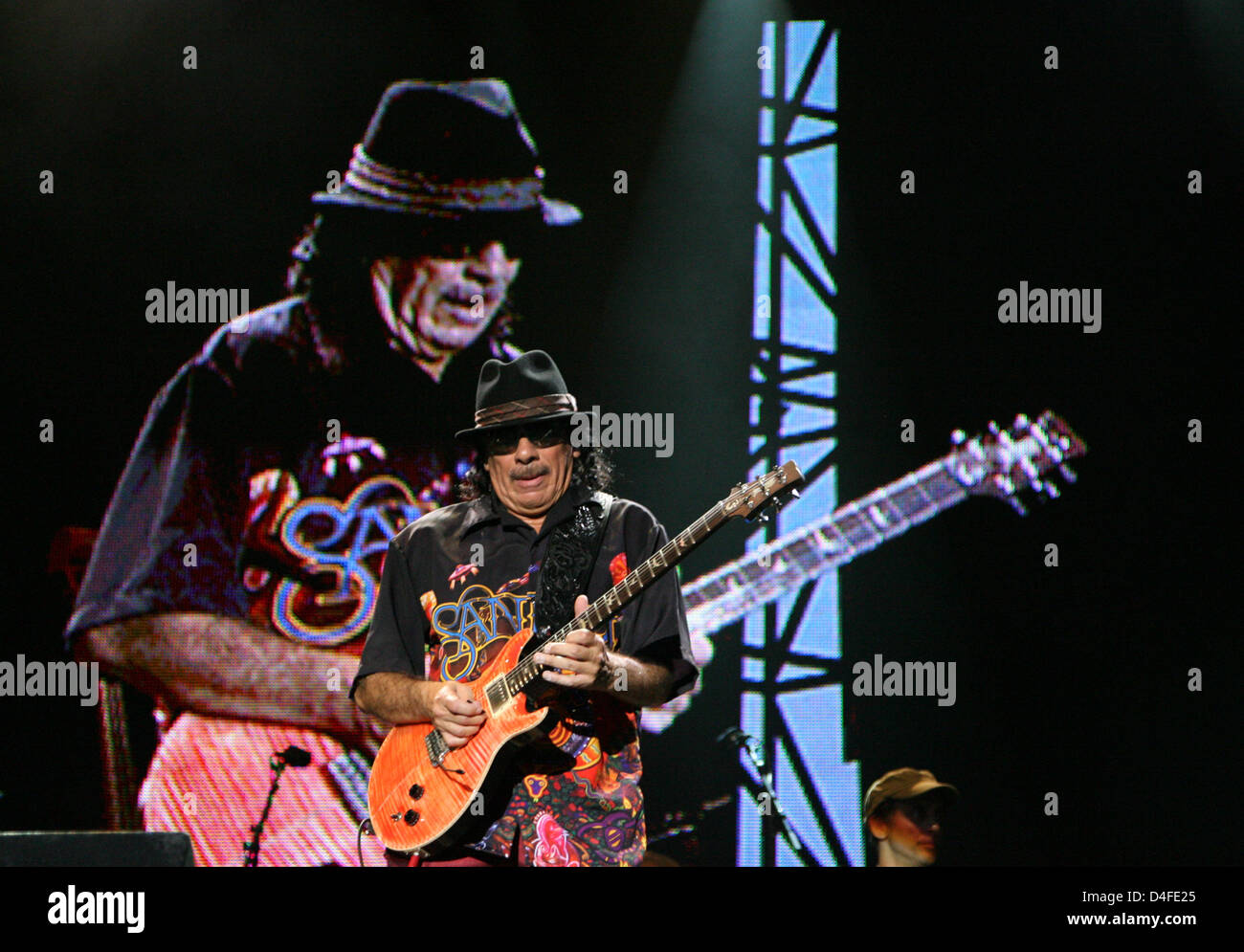 Rock legend Carlos Santana performs on stage during the first concert ...