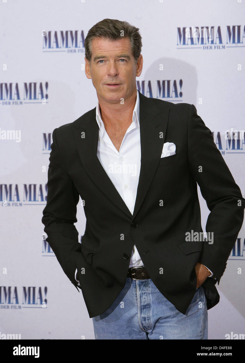 US actor Pierce Brosnan poses during a photo call for his film 'Mamma ...