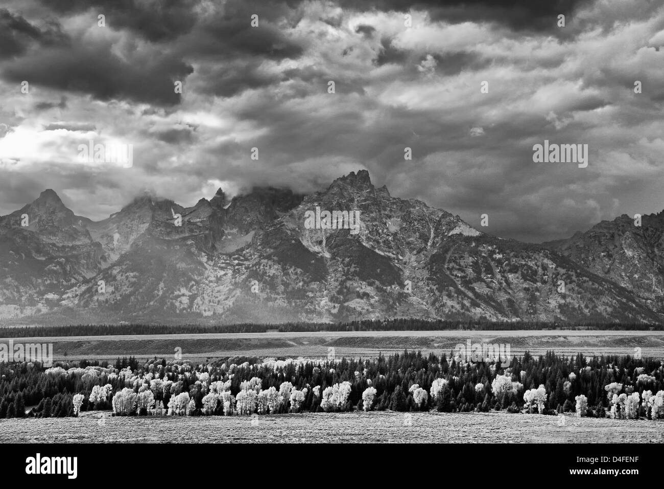 Landscape snowy mountains over Black and White Stock Photos & Images ...
