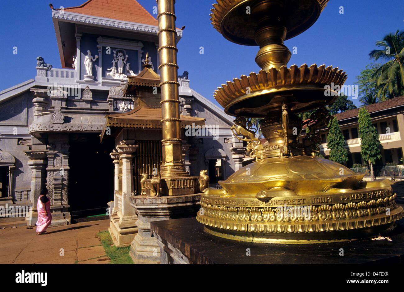Giant lamp at Mahalsa hindu temple. Mardol, Ponda.l Goa. India Stock ...