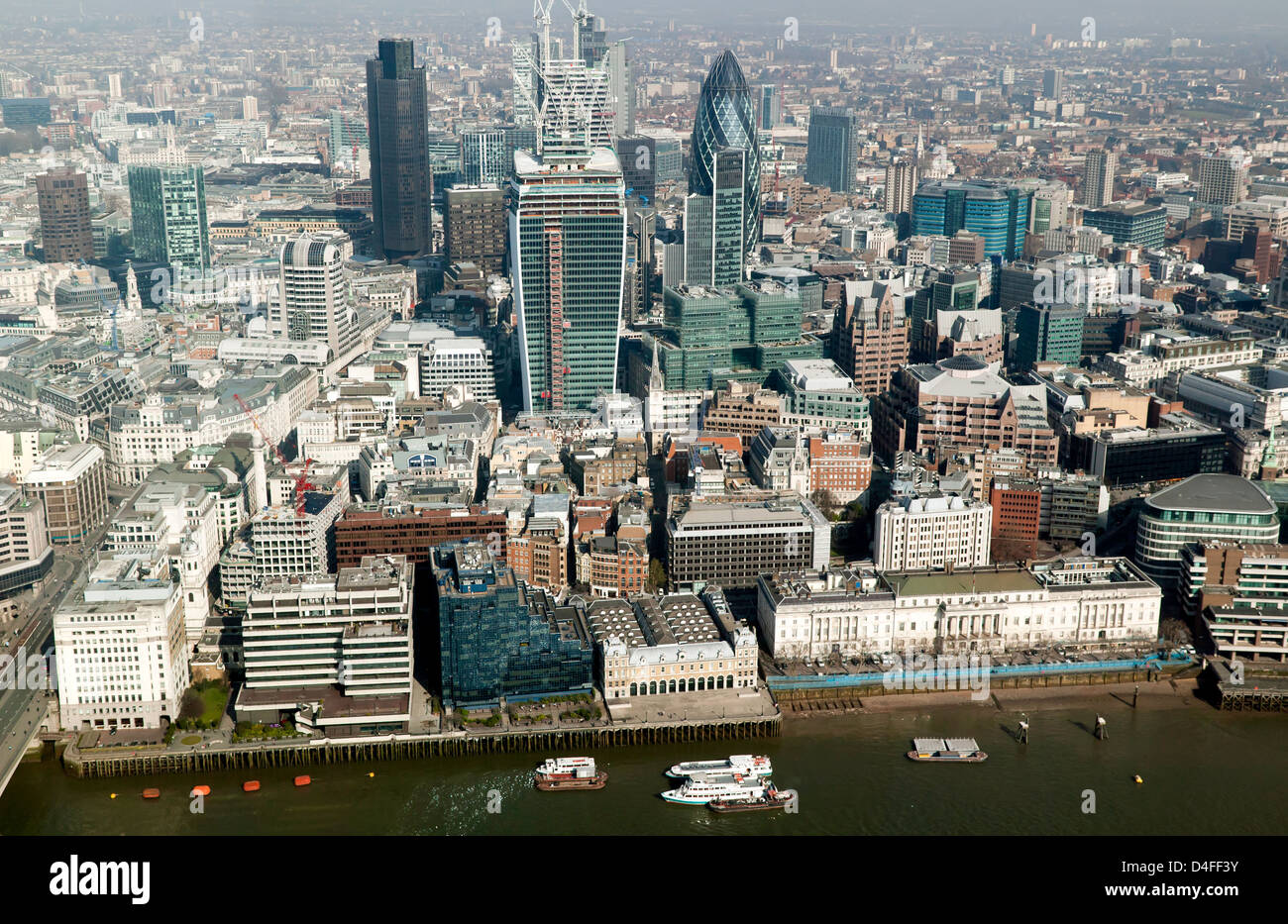 Aerial view of the City of London's Financial District taken from the ...