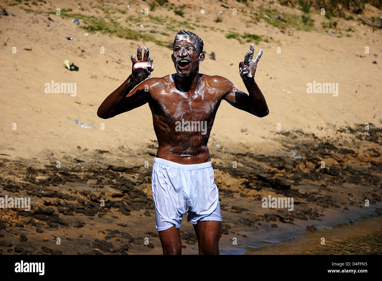 Egyptian man scaring us with soap Stock Photo - Alamy