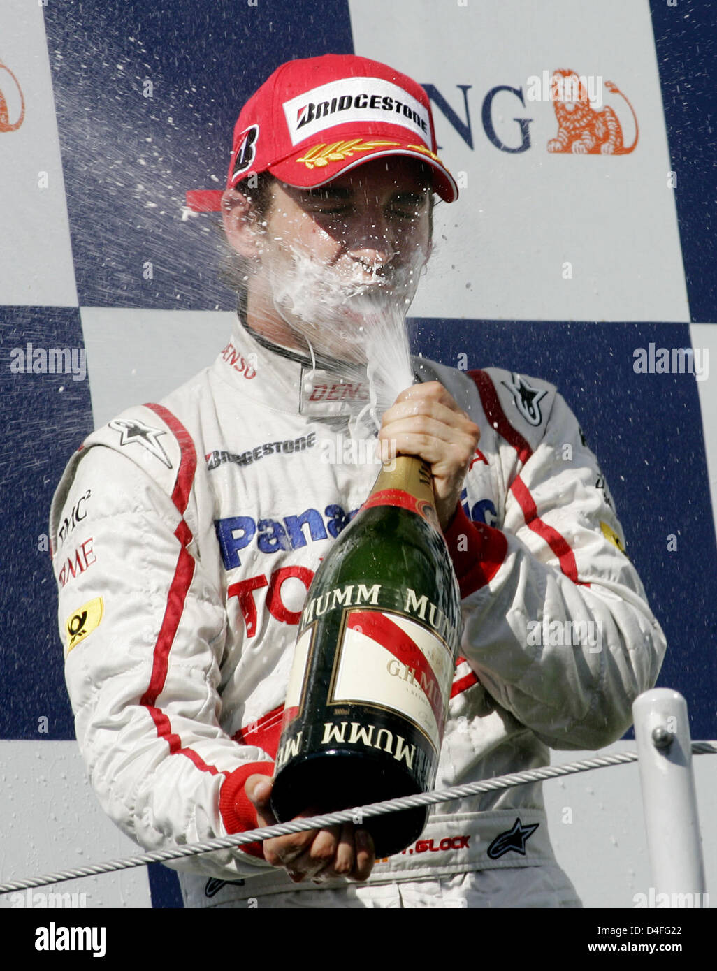 German Formula One driver Timo Glock of Toyota celebrates with ...
