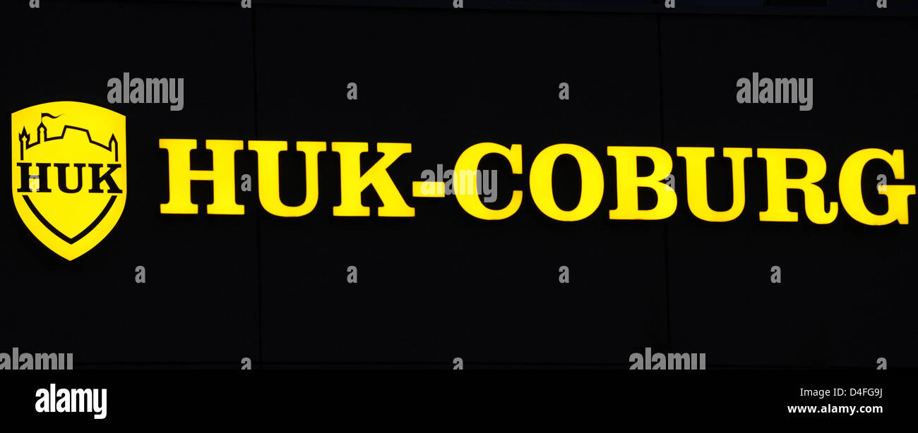 The logo of German insurance company 'HUK-Coburg' depicted in Coburg ...