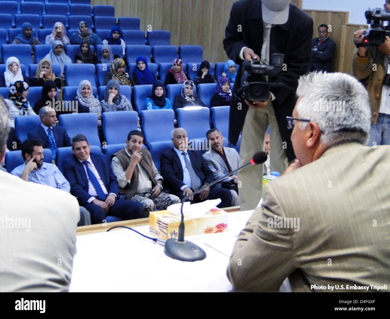 Misurata University Students Ask Ambassador Cretz Questions Stock Photo ...