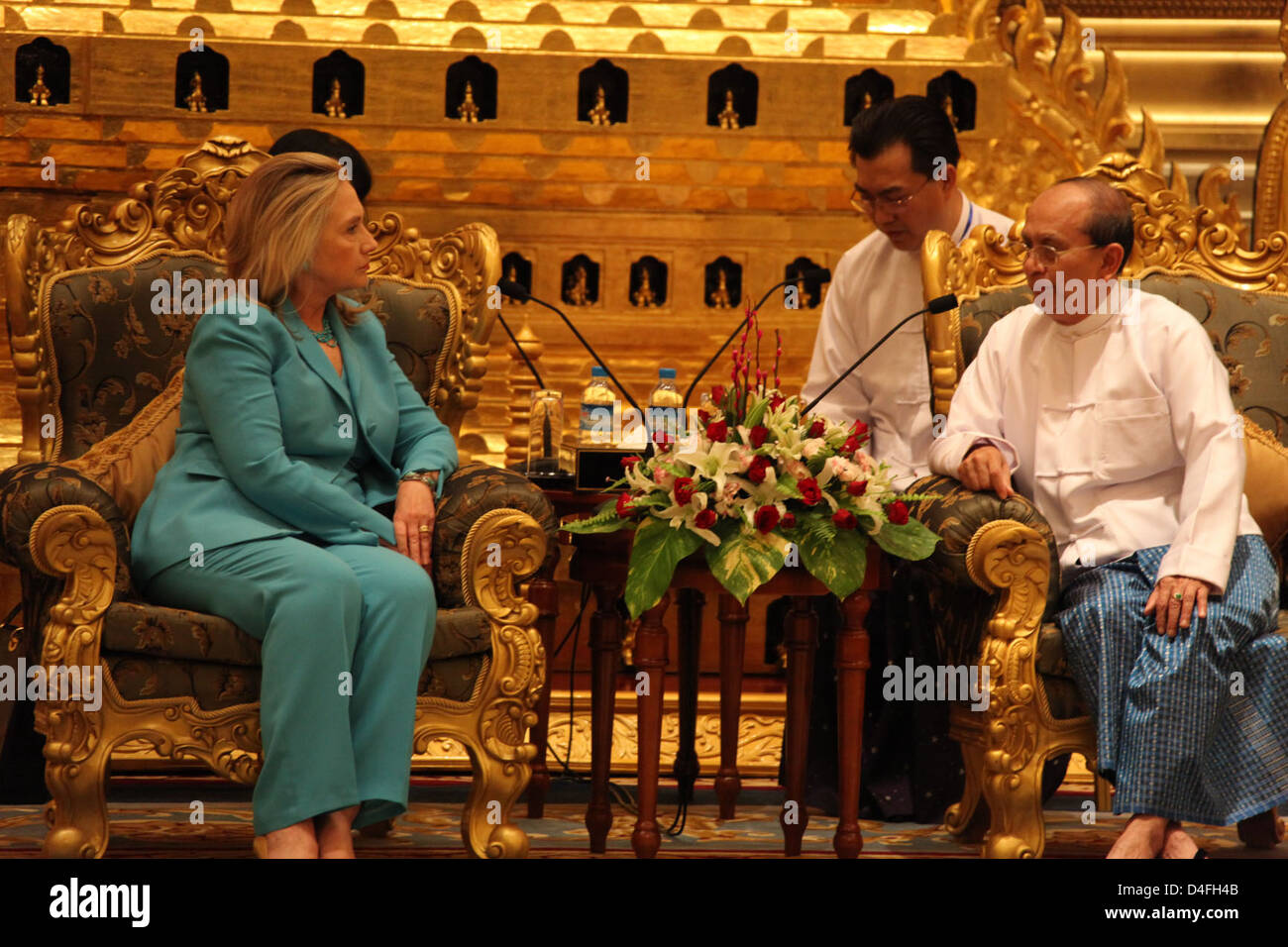 Secretary Clinton Meets With Burmese President U Thein Sein Stock Photo ...