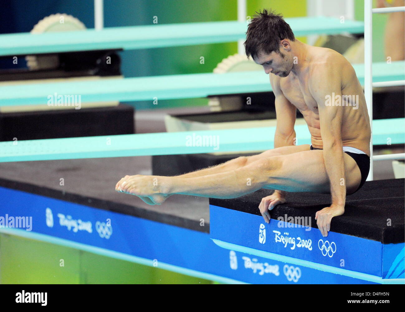German diver Andreas Wels dives during a practice session at the ...