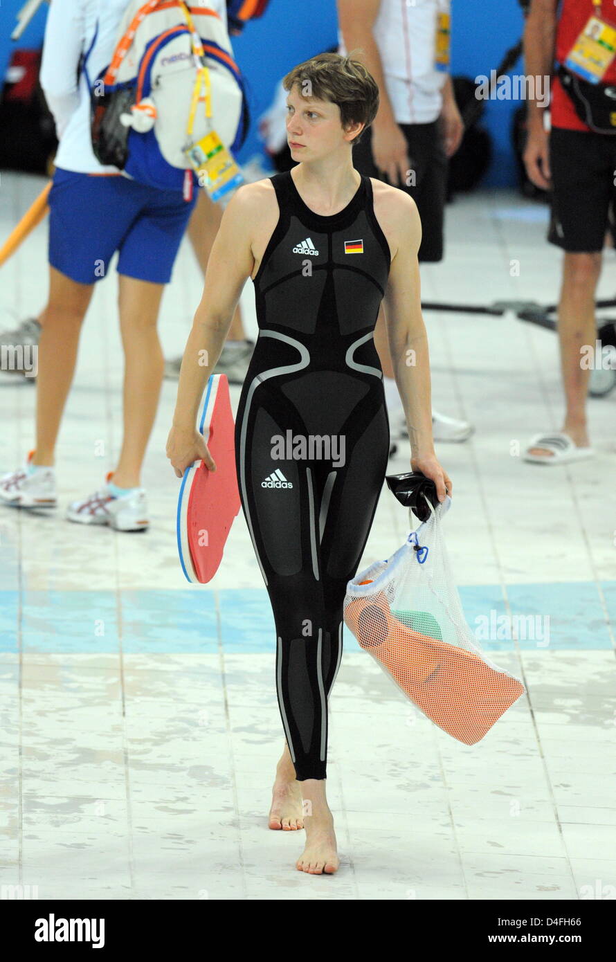 German swimmer Meike Freitag walks during her practise session in China ...
