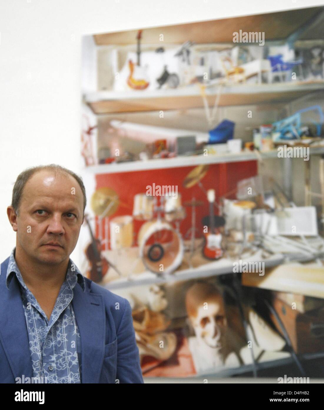 Austrian artist Lois Renner is pictured in front of his work of art ...