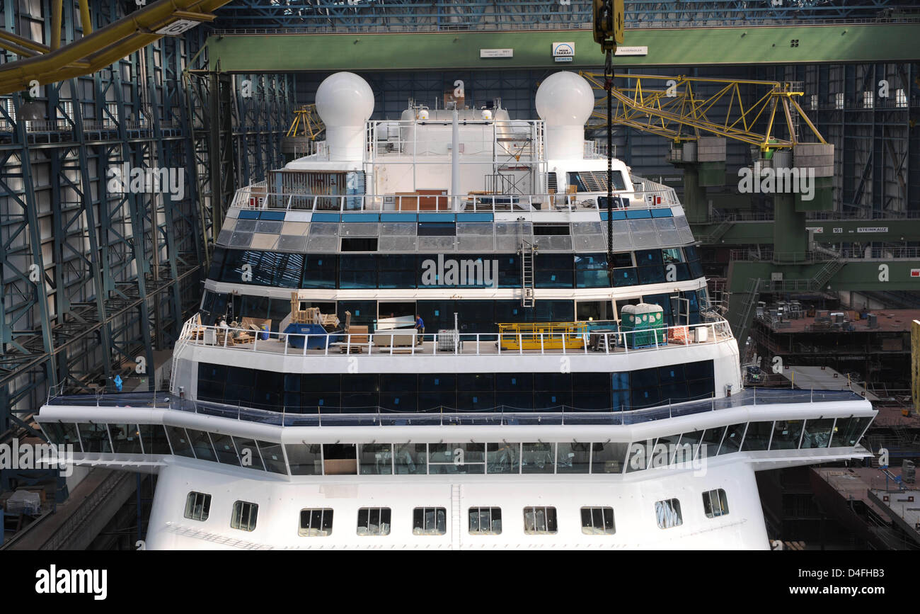 The newly built cruiser 'Celebrity Solstice' is pictured at the roofed ...