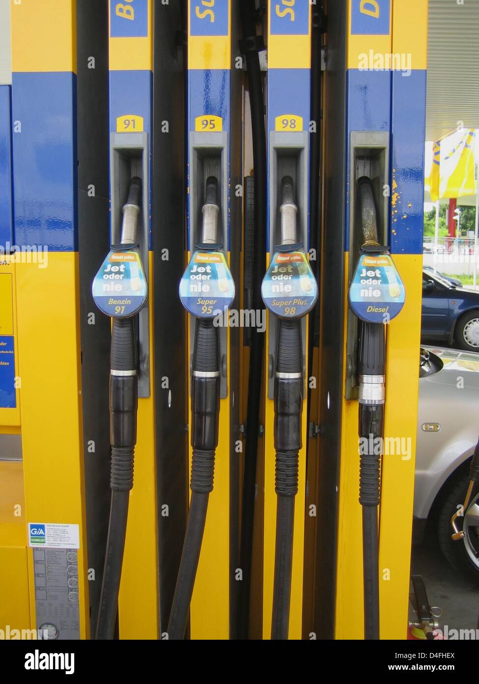 A petrol pump captured at a Jet-petrol station in Villach, Austria, 01 ...