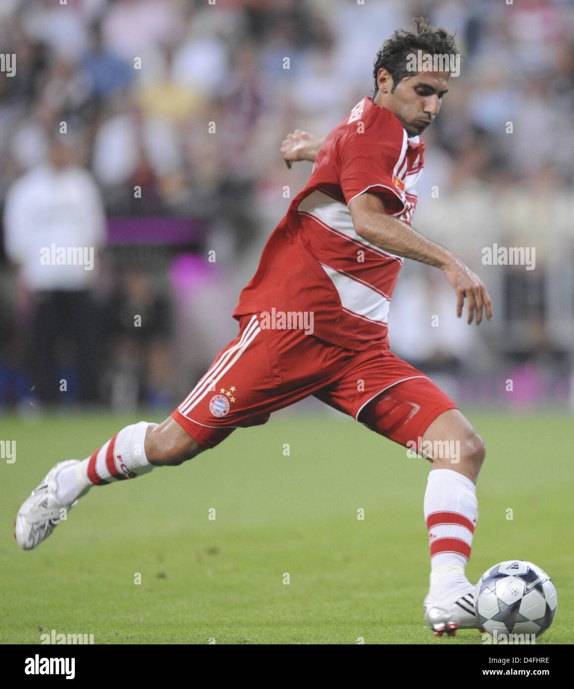 Bayern Munich's Hamit Altintop performs an attempt during the test ...