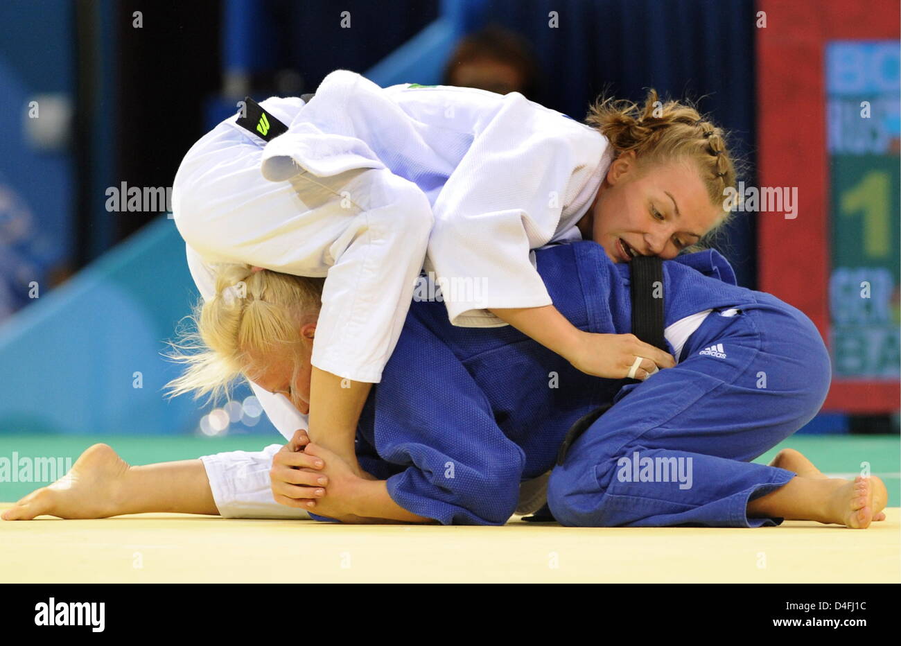 Michaela Baschin (top) of Germany loose against Ludmilla Bogdanova of ...