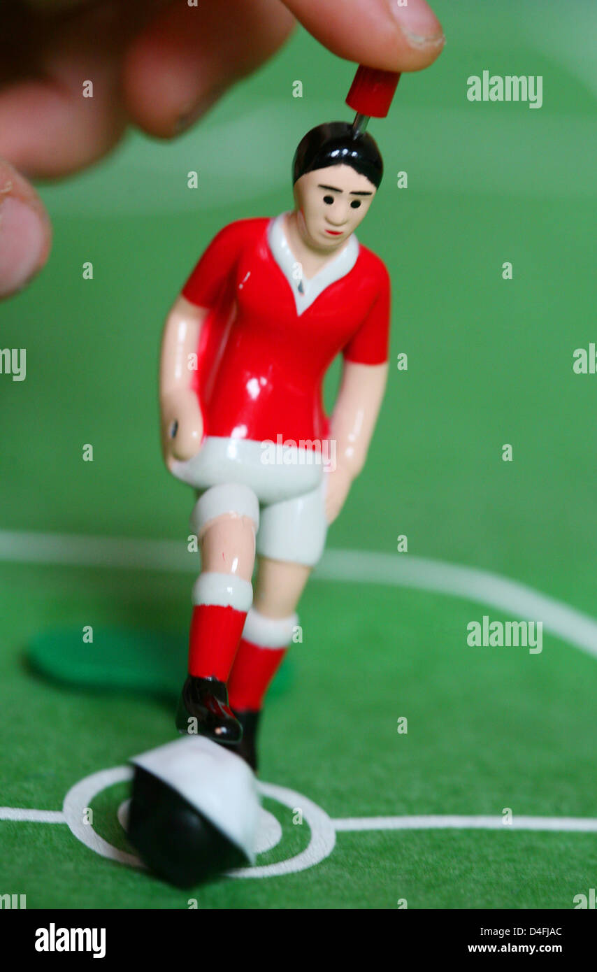 A figure of Tipp-Kick, similar to Subbuteo, pictured in Osterode ...