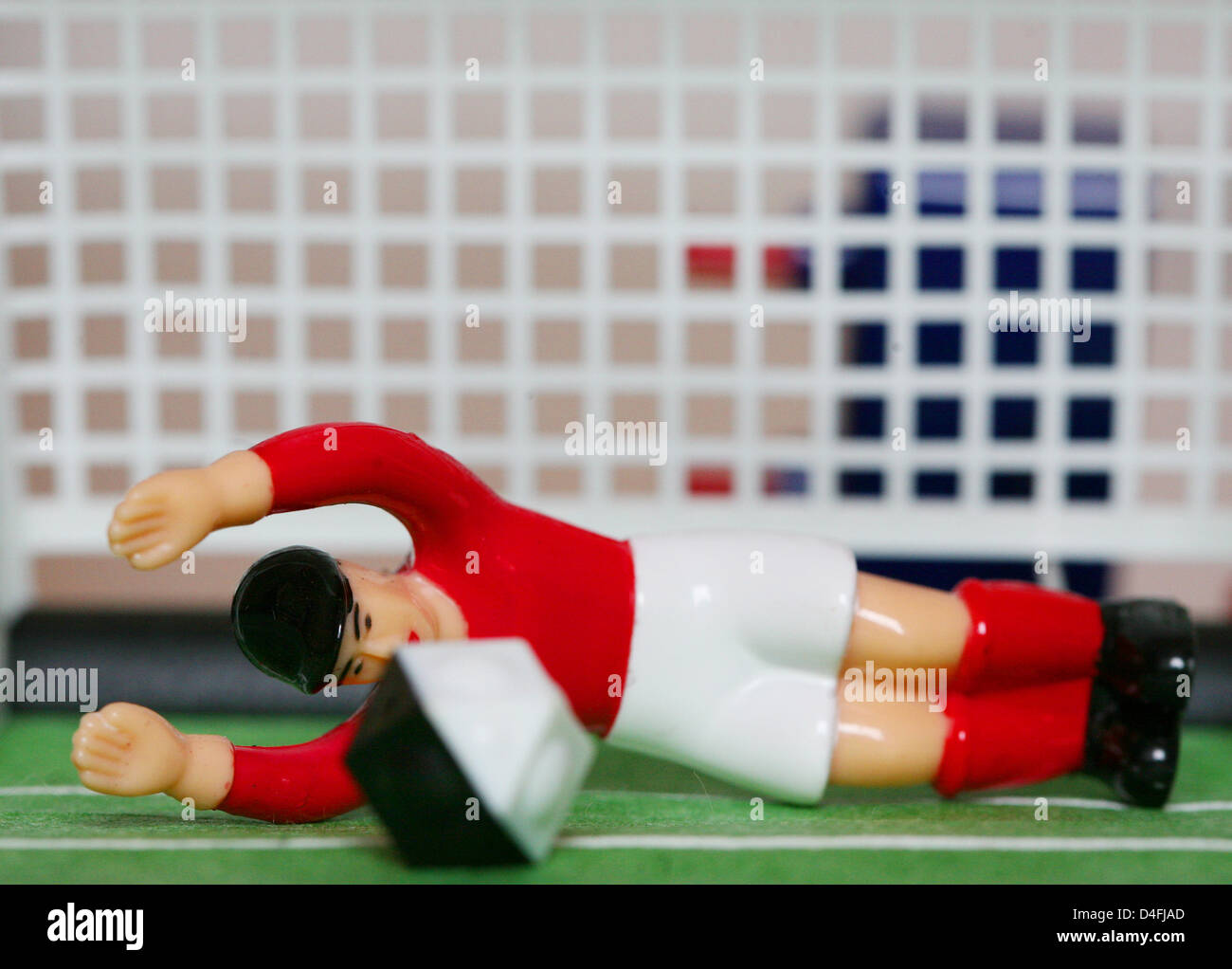 A figure of Tipp-Kick, similar to Subbuteo, pictured in Osterode ...