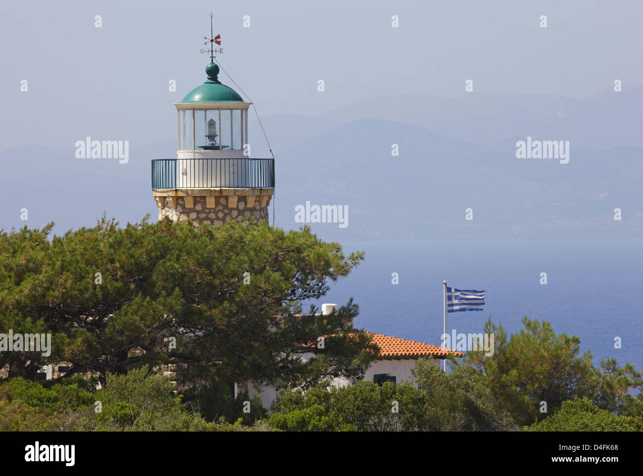 The lighthouse of Cape Skinari captured on the island of Zakinthos ...