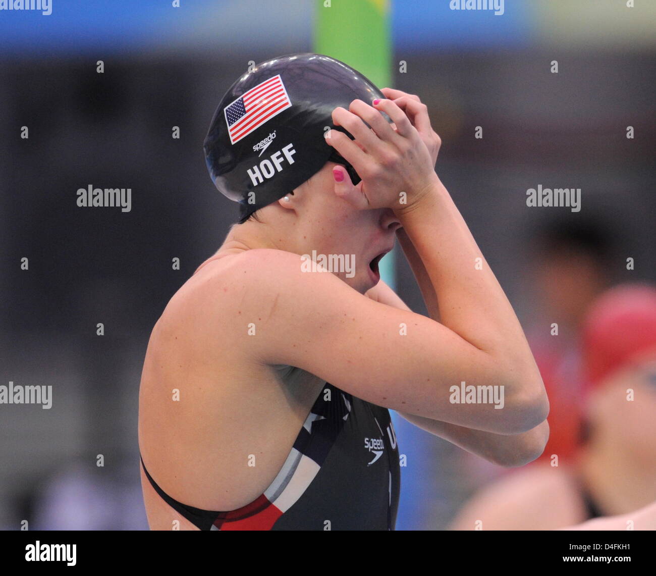 US swimmer Katie Hoff prepares for the start in the women's 200m ...
