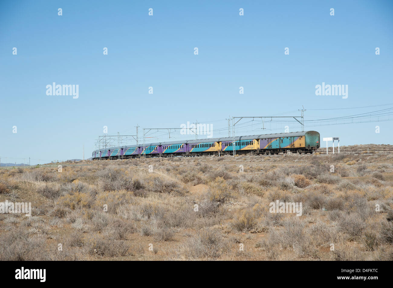 Shosholoza Meyl train at Geelbek near Lainsburg in the Karoo region ...