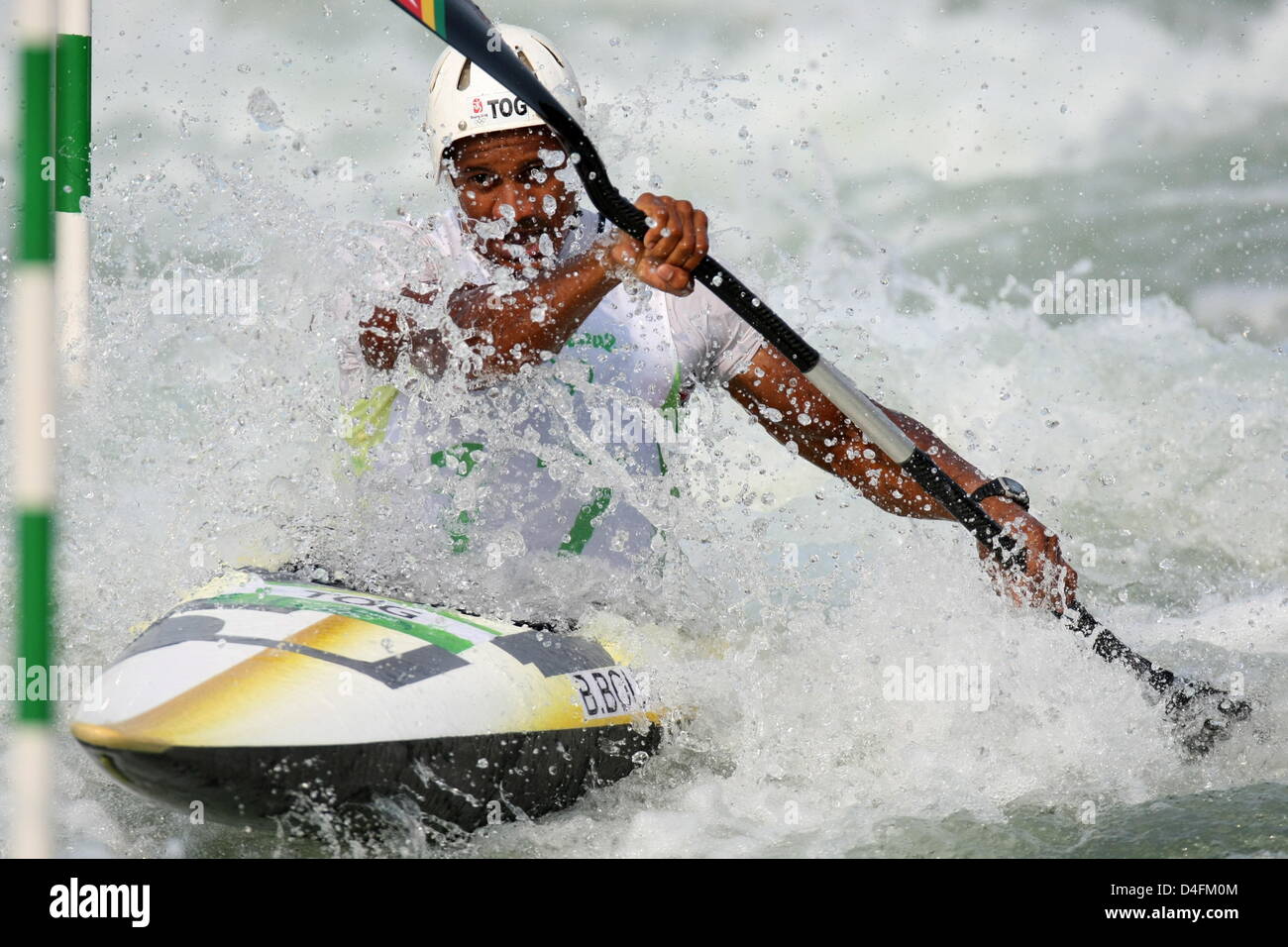 Benjamin Boukpeti of Togo competes during the Olympic Kayak Slalom ...