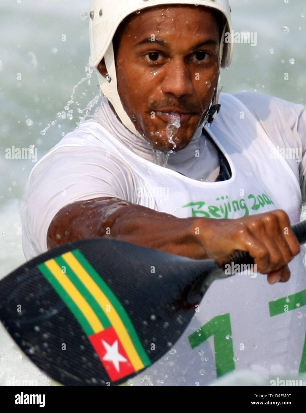 Benjamin Boukpeti of Togo competes during the Olympic Kayak Slalom ...